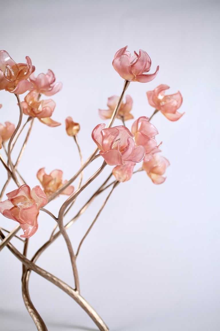 Branching Magnolia Sculpture: Blown-Glass and Forged Bronze by ...