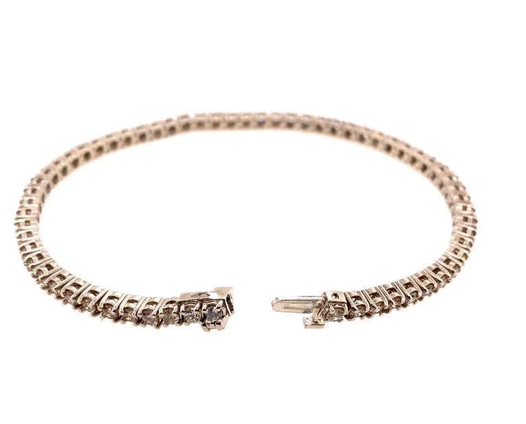 Brand New 3ct Round Cut Diamond Square Set 14K White Gold Tennis Bracelet For Sale at 1stDibs
