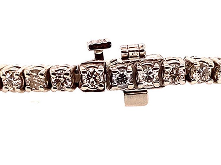 Brand New 3ct Round Cut Diamond Square Set 14K White Gold Tennis Bracelet For Sale at 1stDibs
