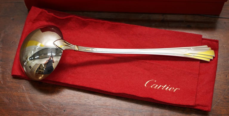 Brand New and Boxed Large Cartier Solid Sterling Silver and Gold Soup ...