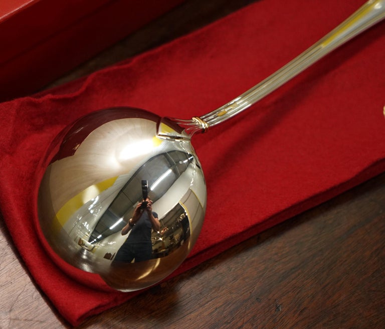Brand New and Boxed Large Cartier Solid Sterling Silver and Gold Soup ...