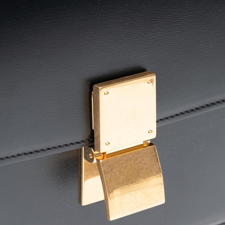Brand New Céline Classic handbag with strap in black calfskin and gold ...