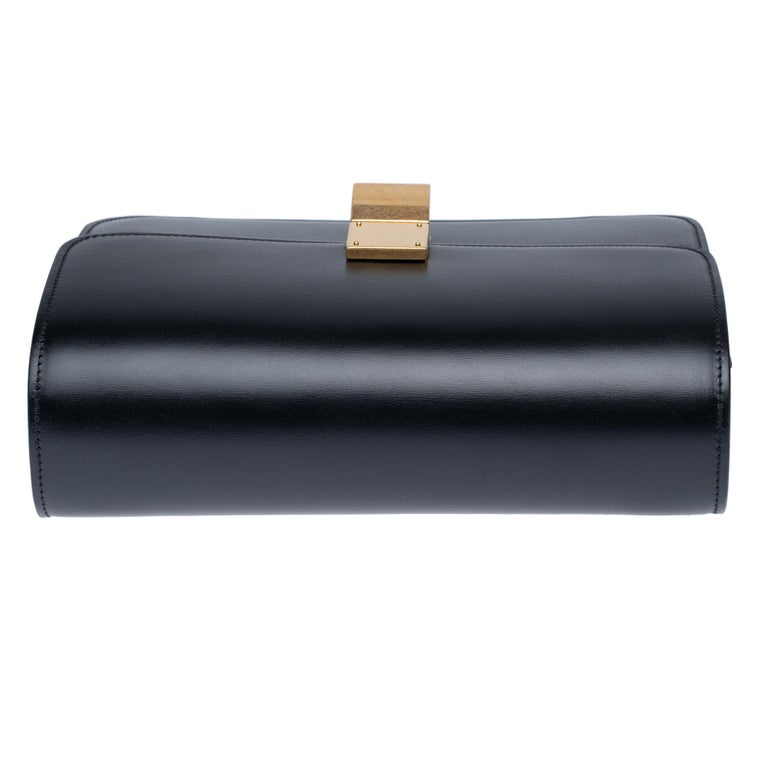 Brand New Céline Classic handbag with strap in black calfskin and gold ...