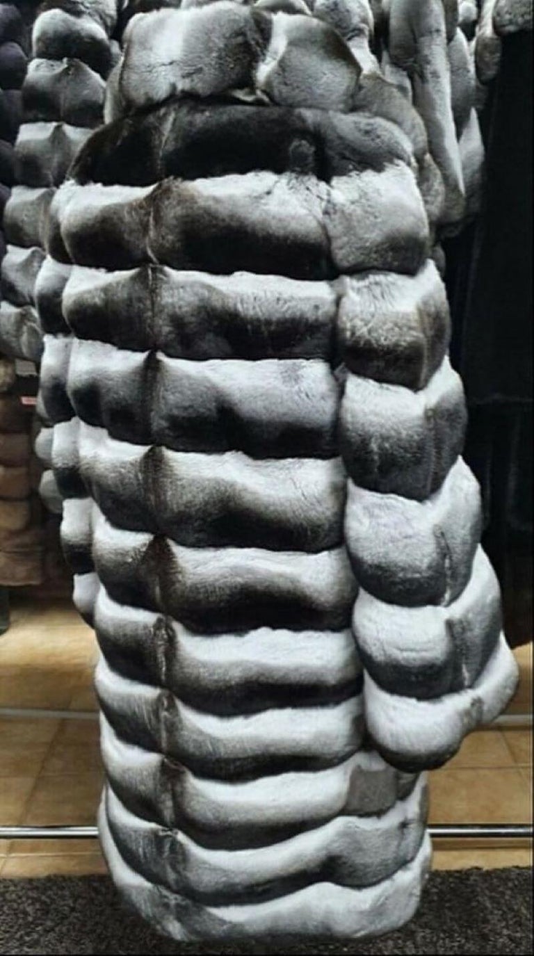 Brand new european chinchila fur coat size M L For Sale at 1stDibs