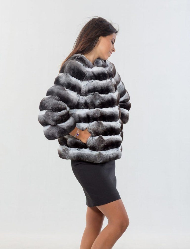 Brand new chinchilla fur coat size M For Sale at 1stDibs
