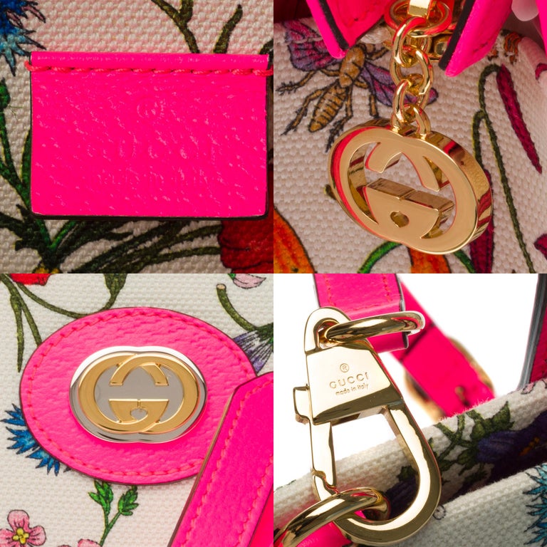 BRAND NEW / Gucci Flora Tote in pink print vinyl For Sale at 1stDibs