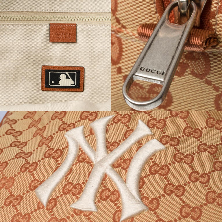 Brand New- Gucci GG NY Yankees Backpack in brown canvas For Sale at ...