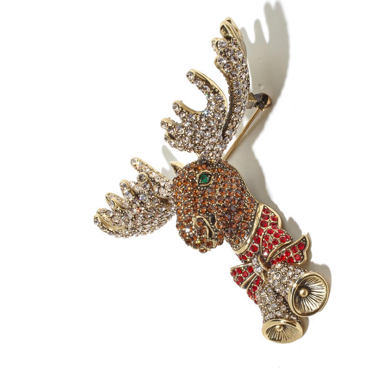 Brand New Heidi Daus Magnificent Moose Crystal Accented Brooch Pin ...