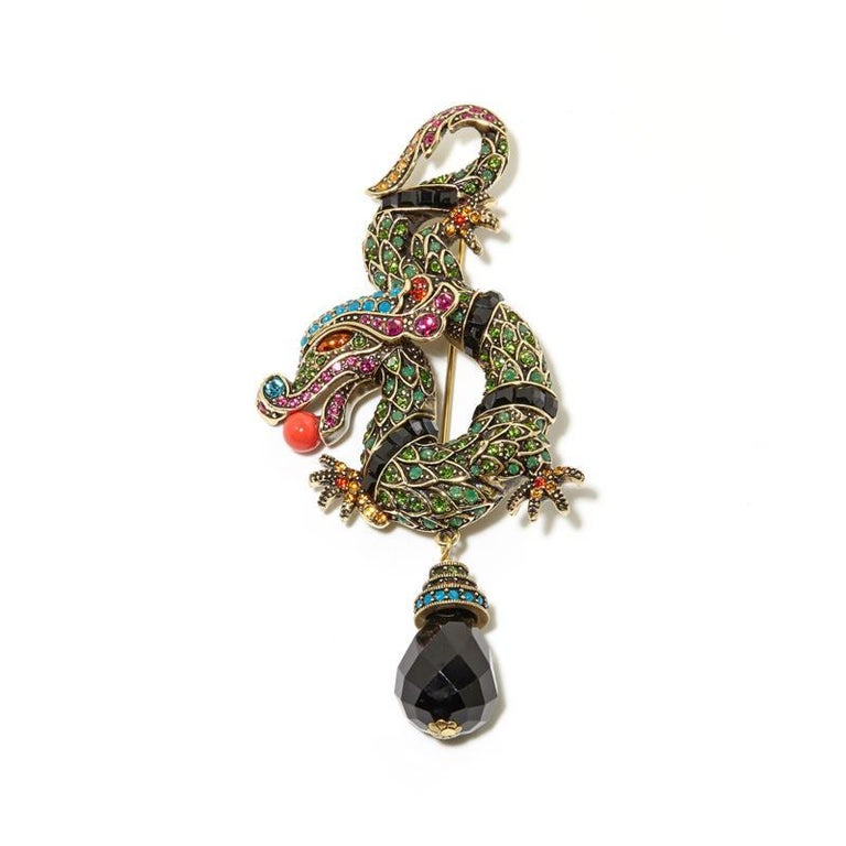 Brand New Heidi Daus Power Presence Dragon Crystal Accented Pin Brooch ...