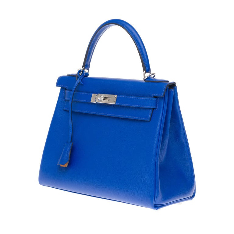 BRAND NEW-Hermès Kelly 28 Evercolor strap shoulder bag in blue royal ...
