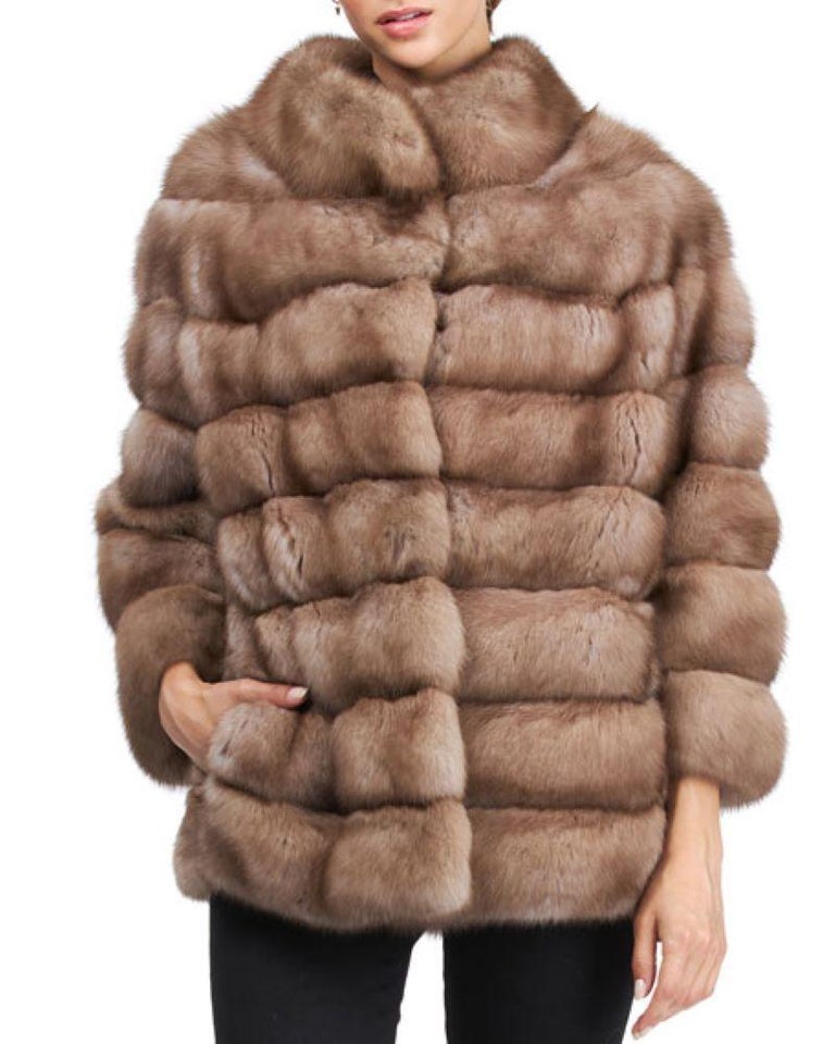 Brand new Horizontal Sable Jacket size XS S M L For Sale at 1stDibs