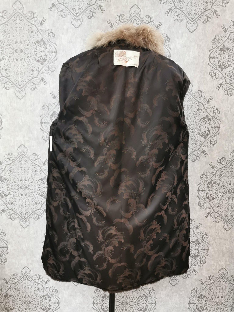 Brand new sheared beaver fur coat with crystal fox trim size 14 For ...