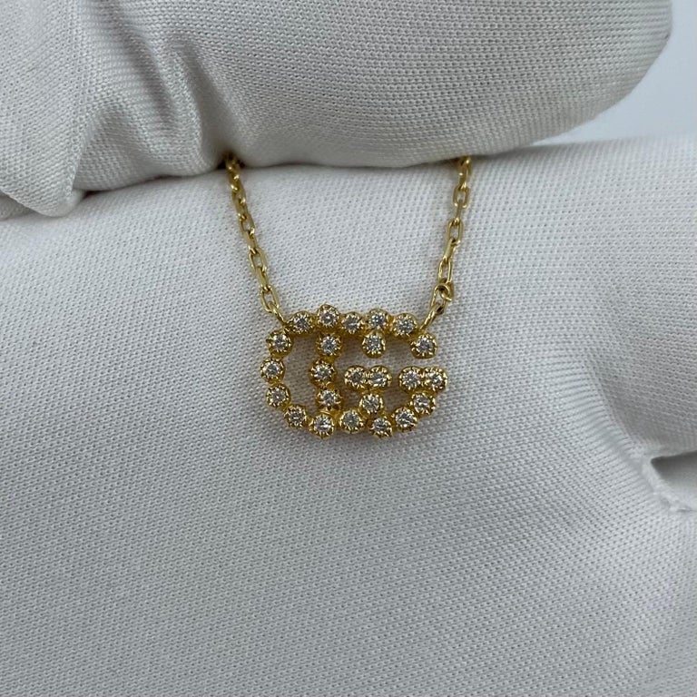 Brand New with Tags Gucci GG Logo Running Diamond Necklace 18 Karat ...