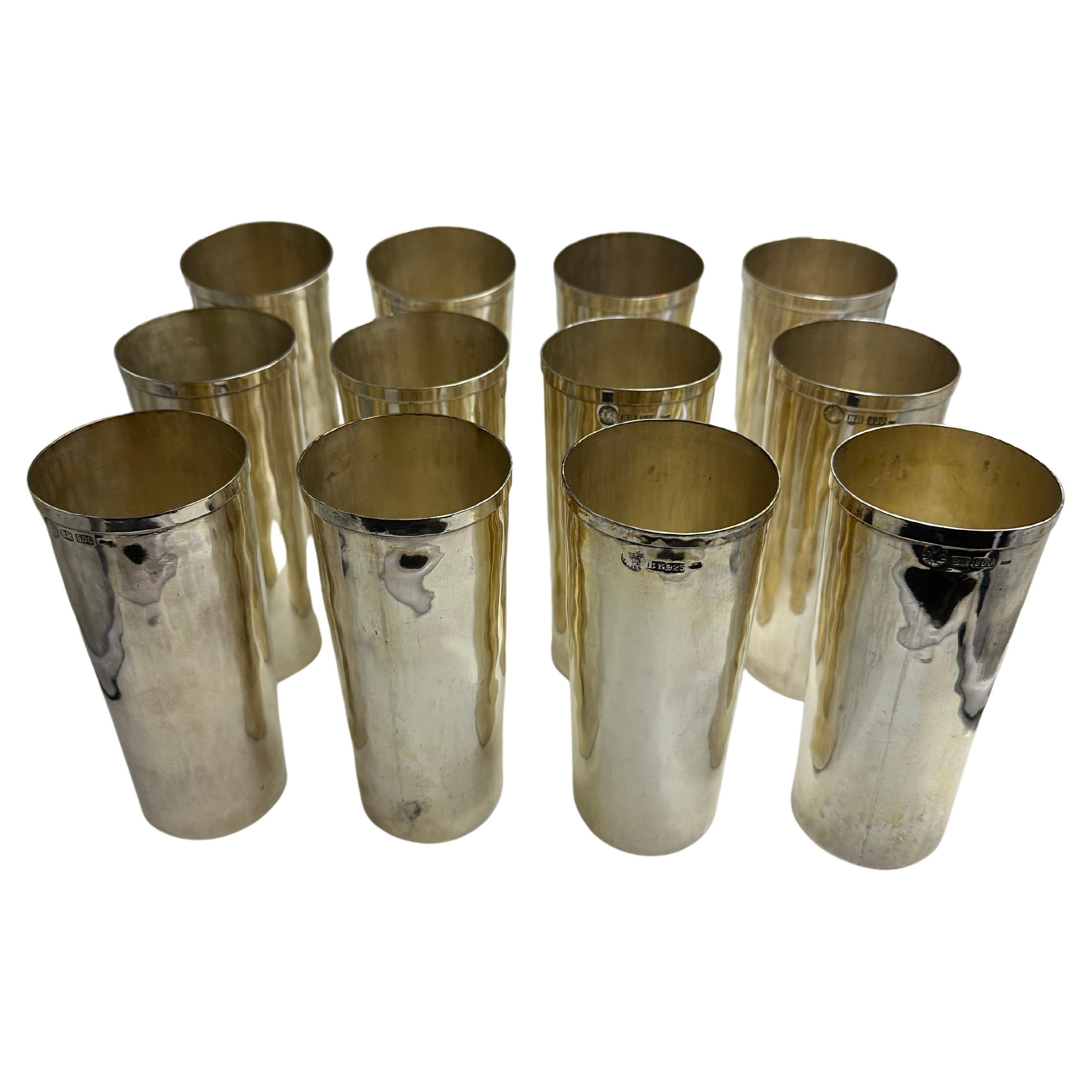 Brandimarte Sterling Silver Hammered Flute Glass For Sale at 1stDibs