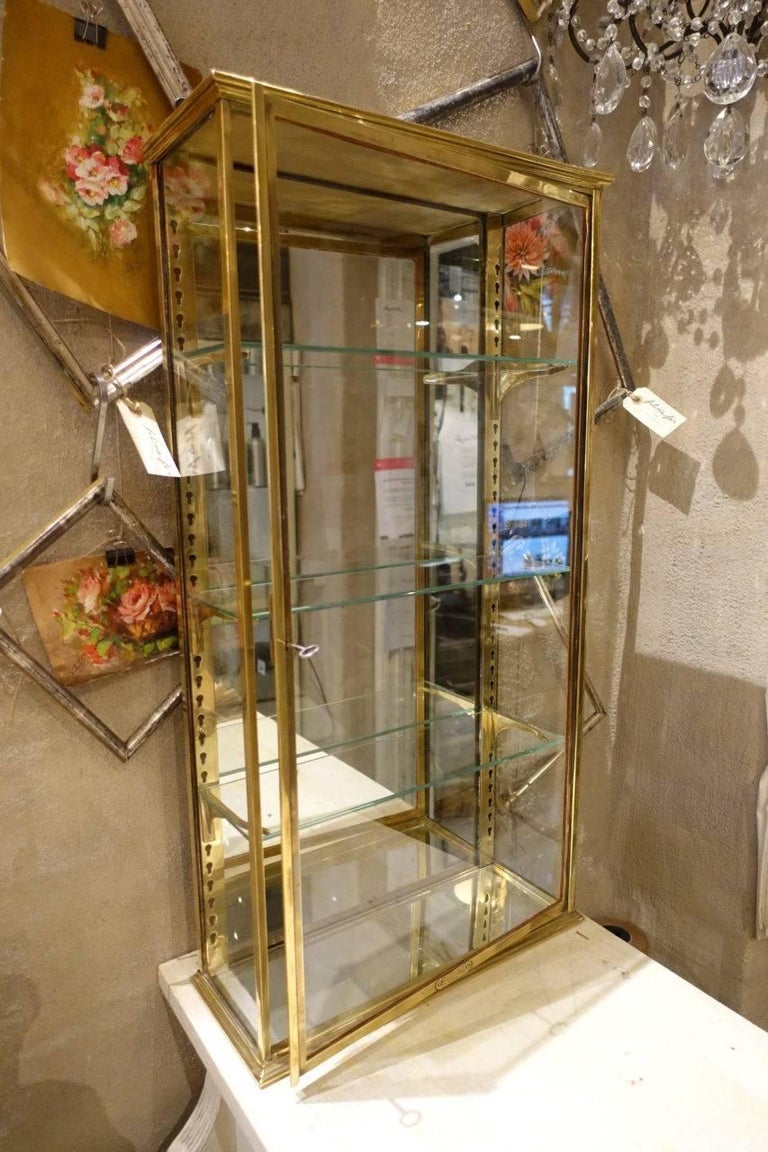 Brass and Glass Wall Cabinet at 1stDibs