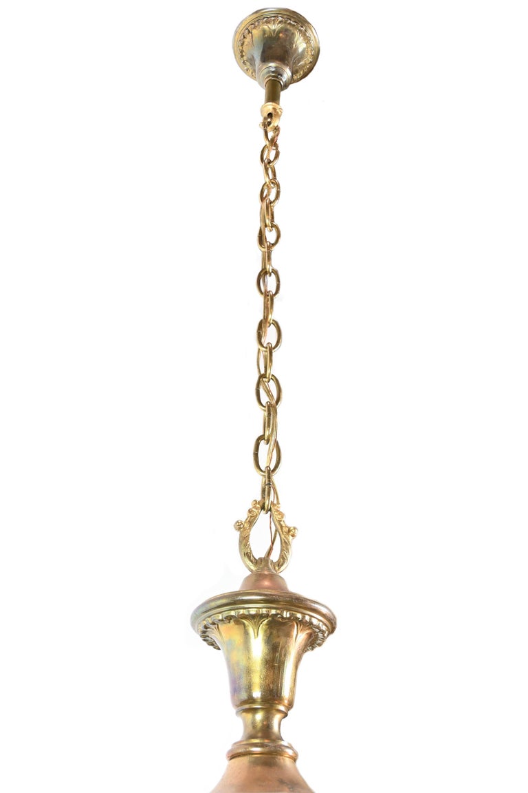 Brass 4 Light Pan with Etched Shades and Center Bowl For Sale at ...