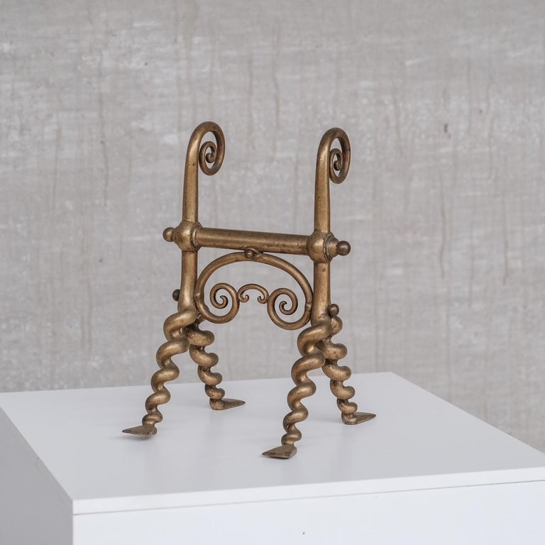 Brass Aesthetic Antique Fire Dogs For Sale at 1stDibs