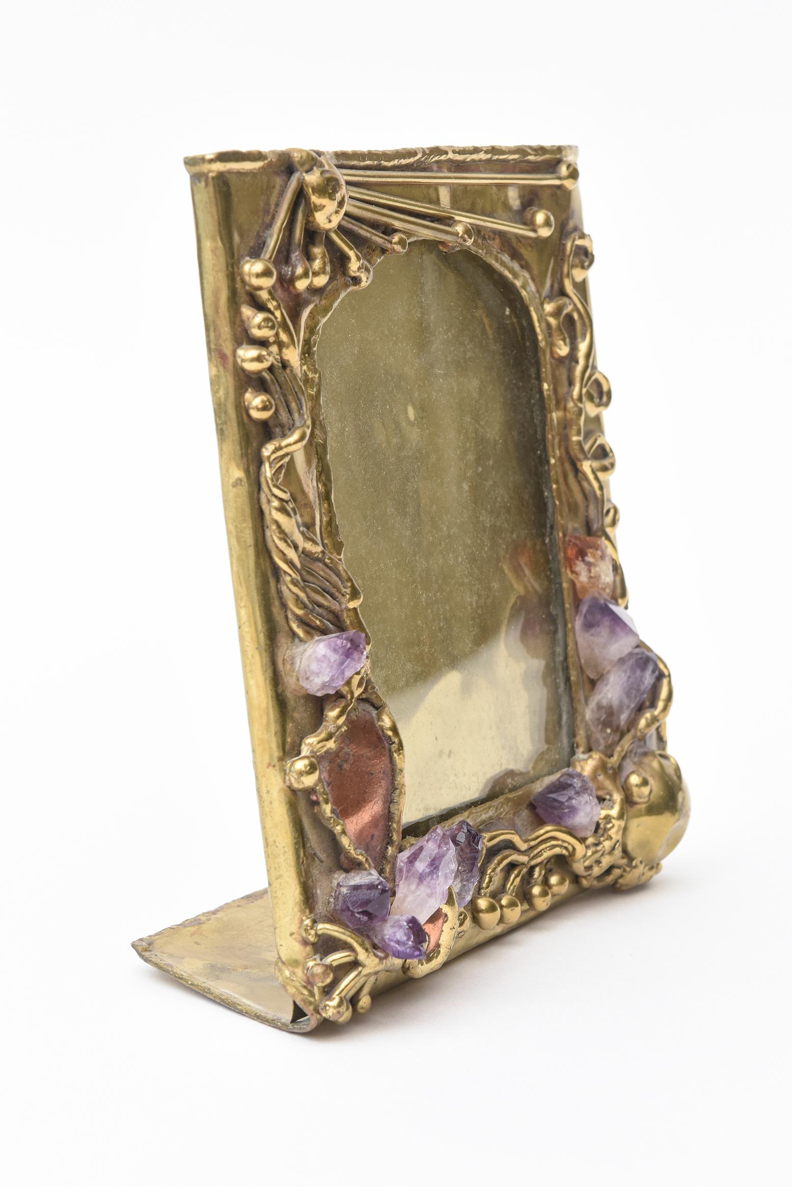 Brass, Amethyst and Quartz Hand Forged Picture Frame Desk Accessory ...