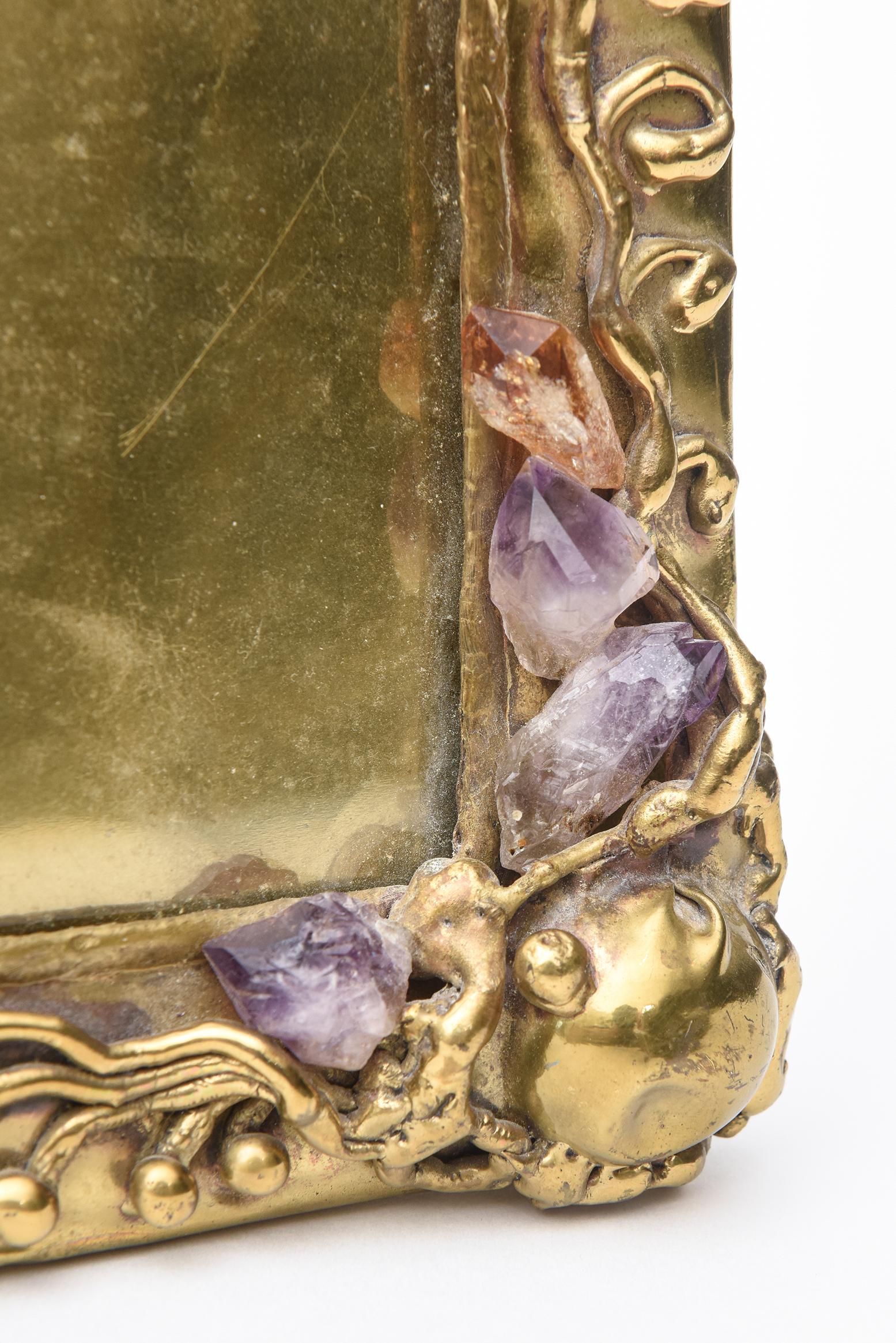 Brass, Amethyst and Quartz Hand Forged Picture Frame Desk Accessory ...