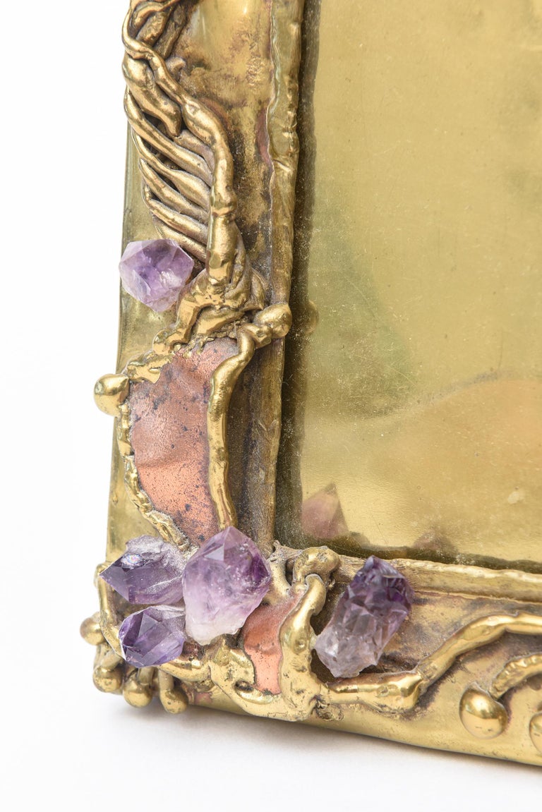 Brass, Amethyst and Quartz Hand Forged Picture Frame Desk Accessory ...