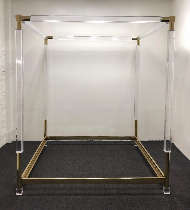 Brass and Acrylic King Size Canopy Bed by Charles Hollis Jones at ...