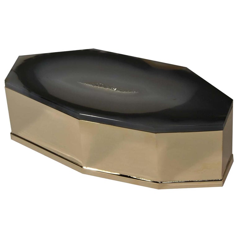 Brass and Agate Box For Sale at 1stDibs