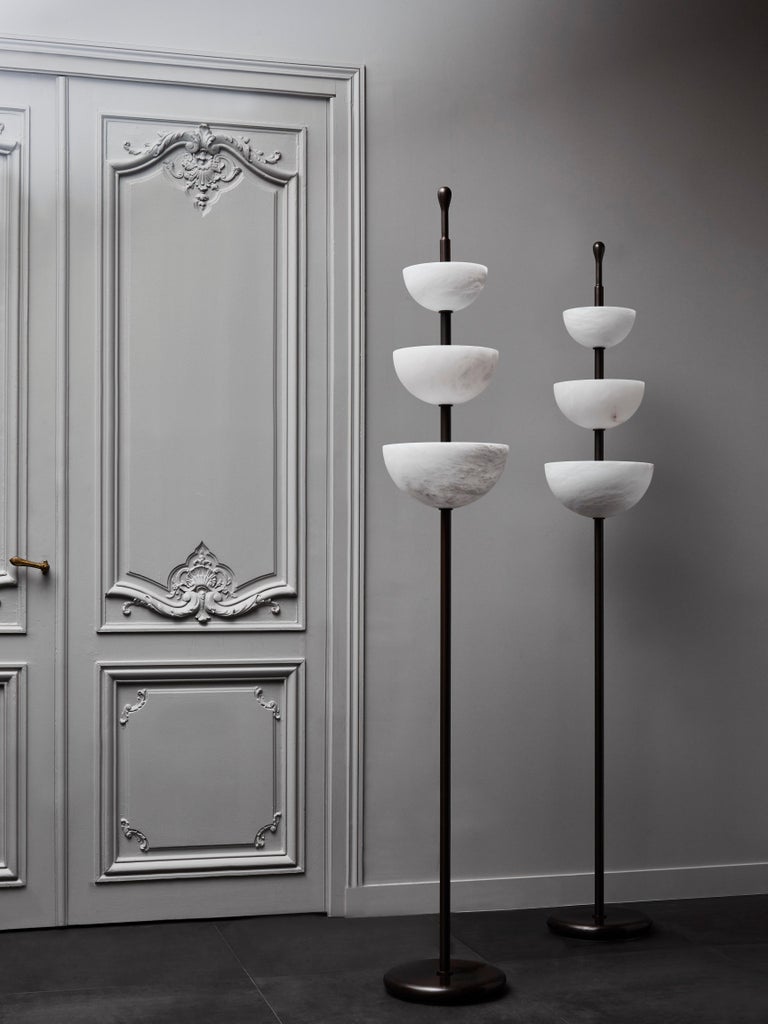 Brass and Alabaster Cups Floor Lamp by Glustin Luminaires For Sale at ...