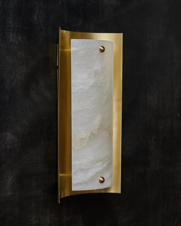 Brass and Alabaster Shield Wall Sconce by Glustin Luminaires For Sale ...
