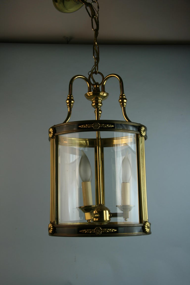 Brass and Bent Glass Federal Style Lantern For Sale at 1stDibs