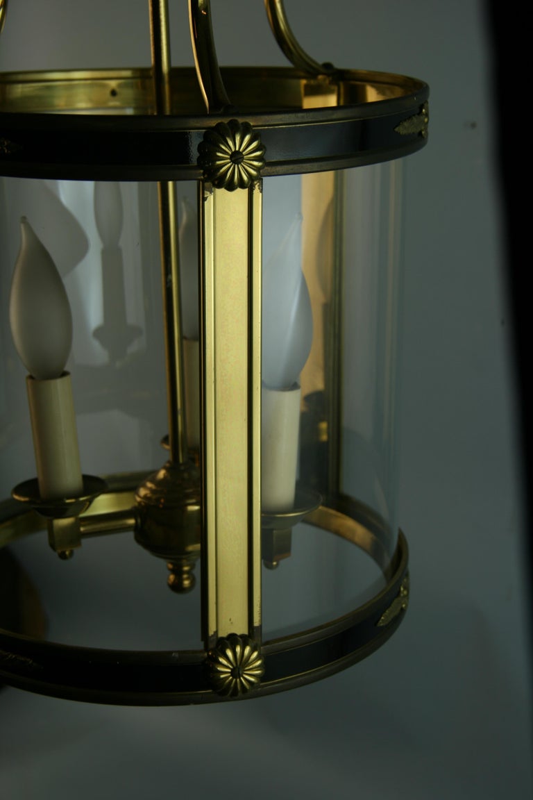 Brass and Bent Glass Federal Style Lantern For Sale at 1stDibs