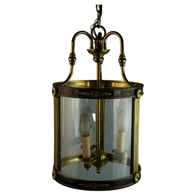 Brass and Bent Glass Federal Style Lantern For Sale at 1stDibs