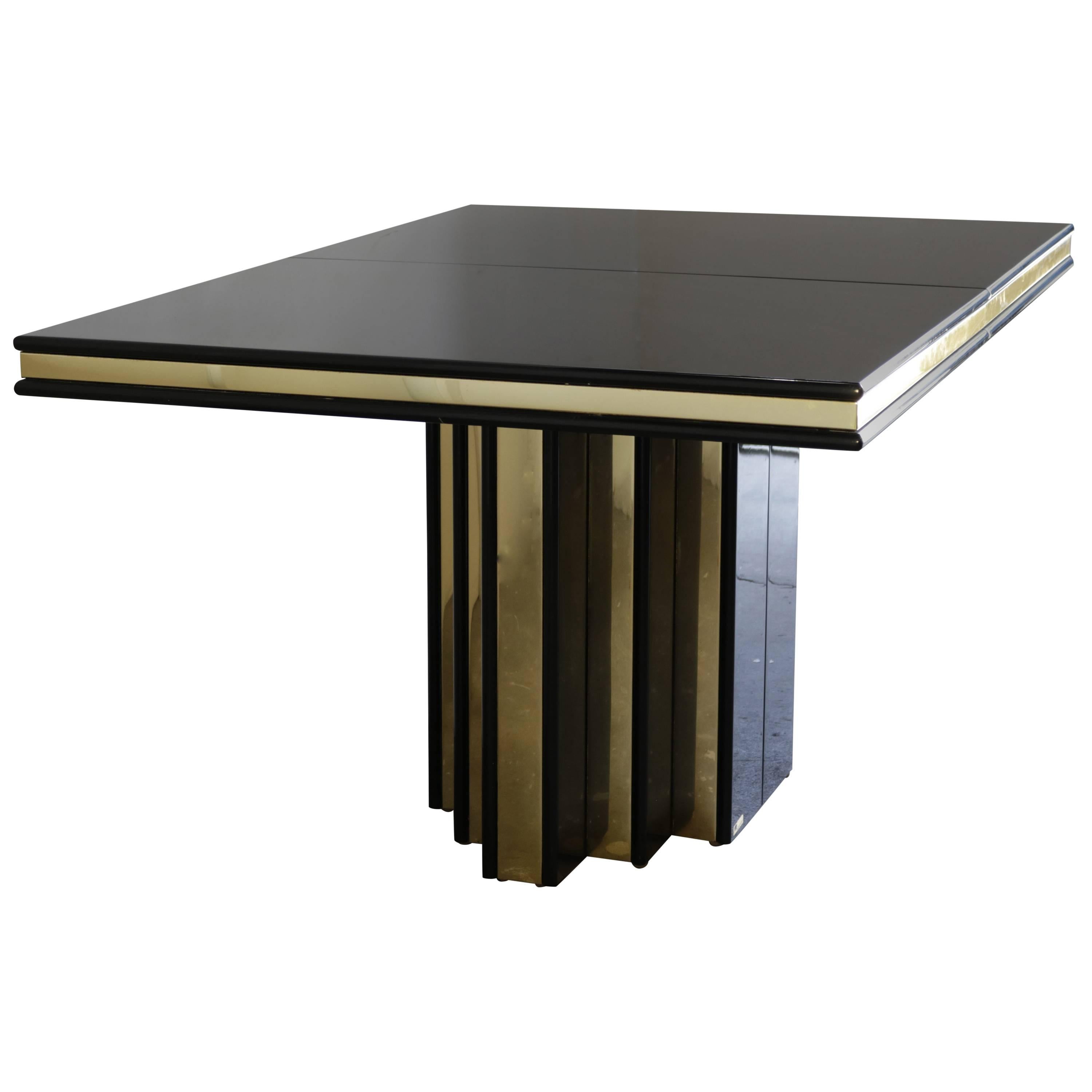 Brass and Black Lacquer Dining Table by Roger Rougier For Sale at ...