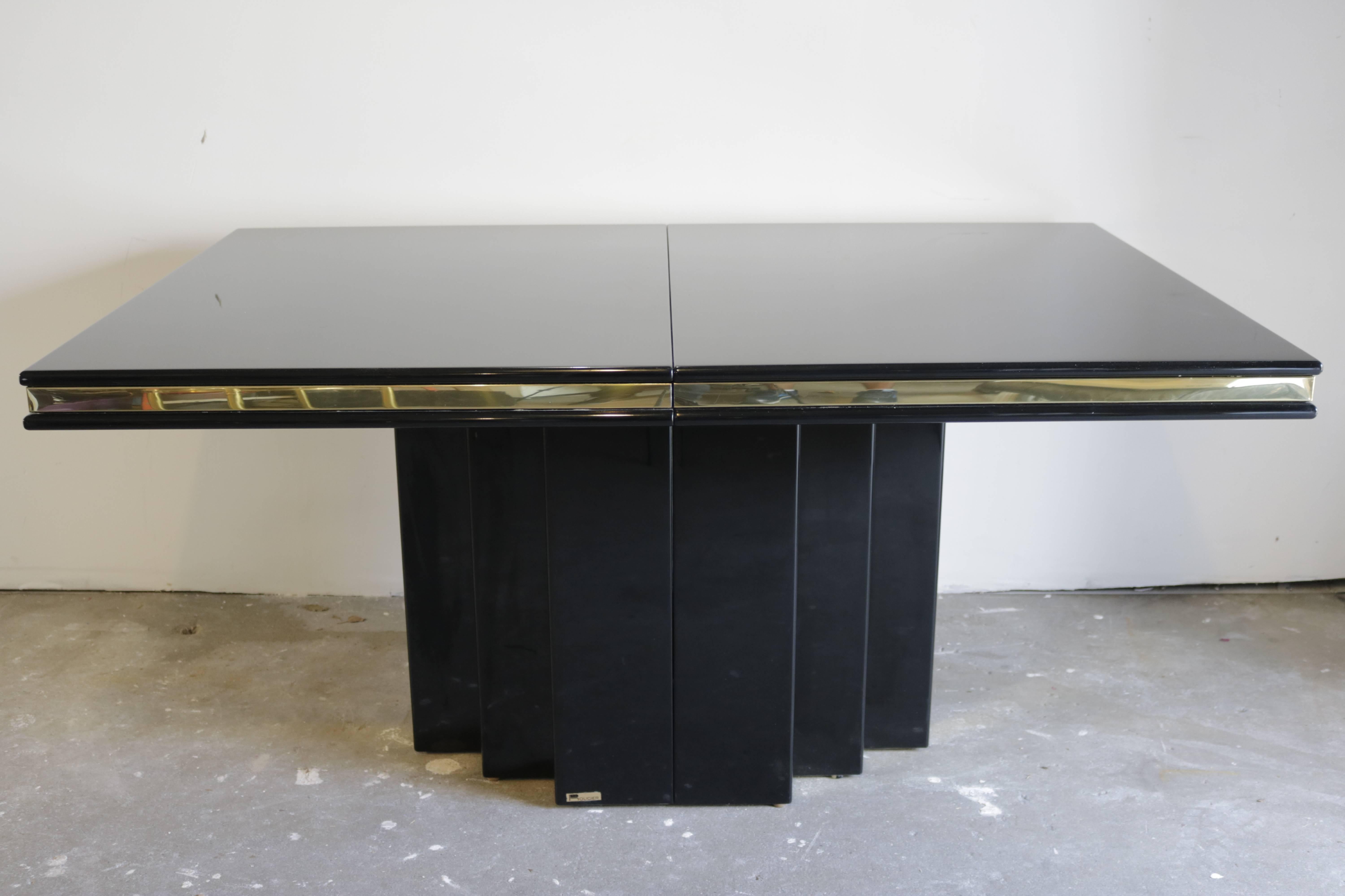 Brass and Black Lacquer Dining Table by Roger Rougier For Sale at ...