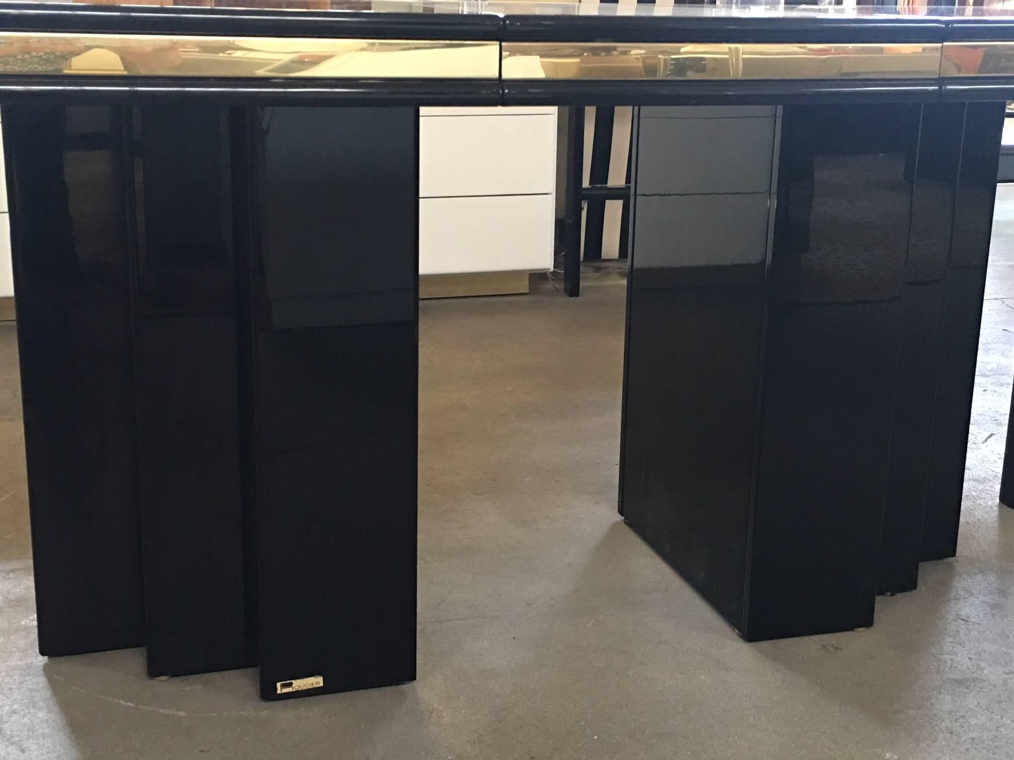 Brass and Black Lacquer Dining Table by Roger Rougier For Sale at ...