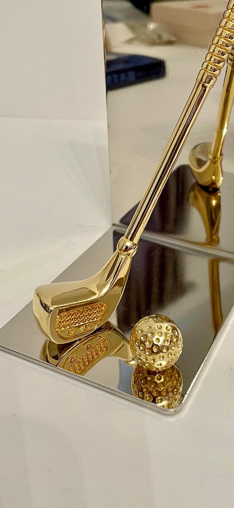Brass and Chrome Golf Club Bookends For Sale at 1stDibs