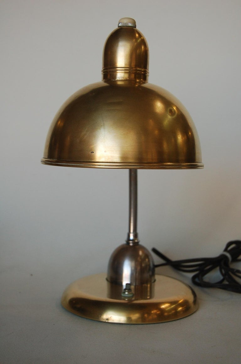Brass and Chrome Machine Age Bell Shade Reading Desk Lamp For Sale at ...