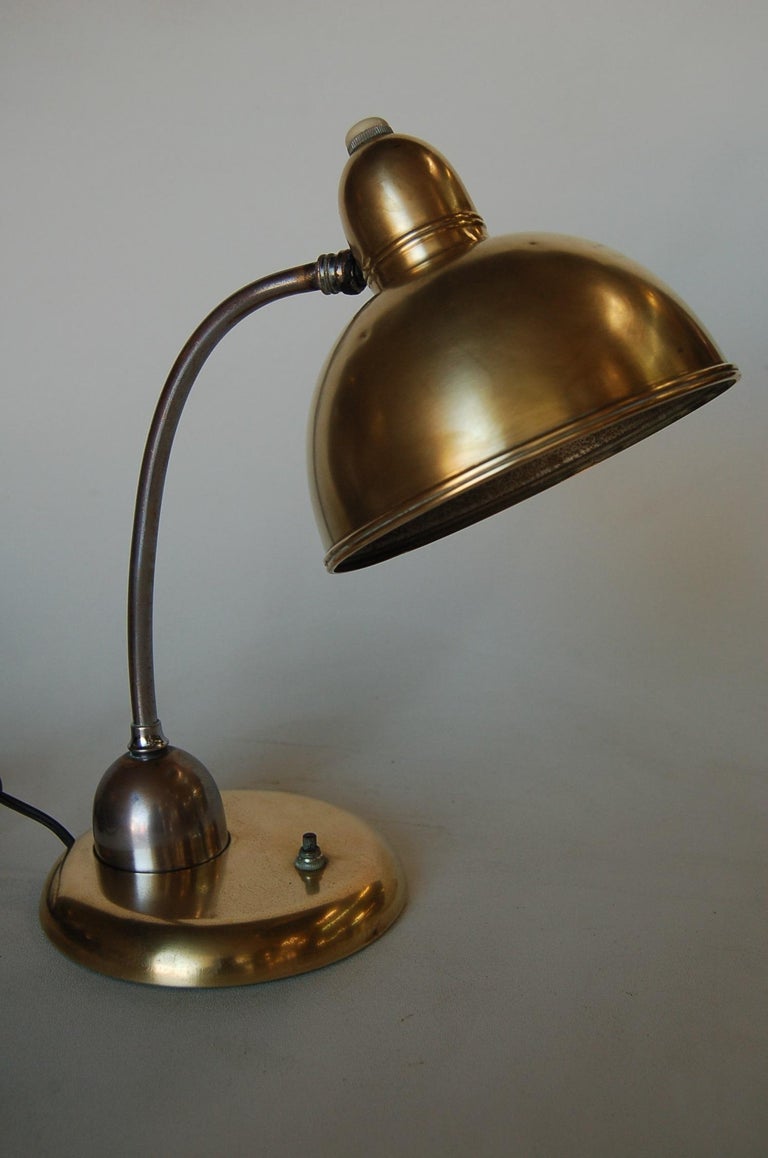 Brass and Chrome Machine Age Bell Shade Reading Desk Lamp For Sale at ...