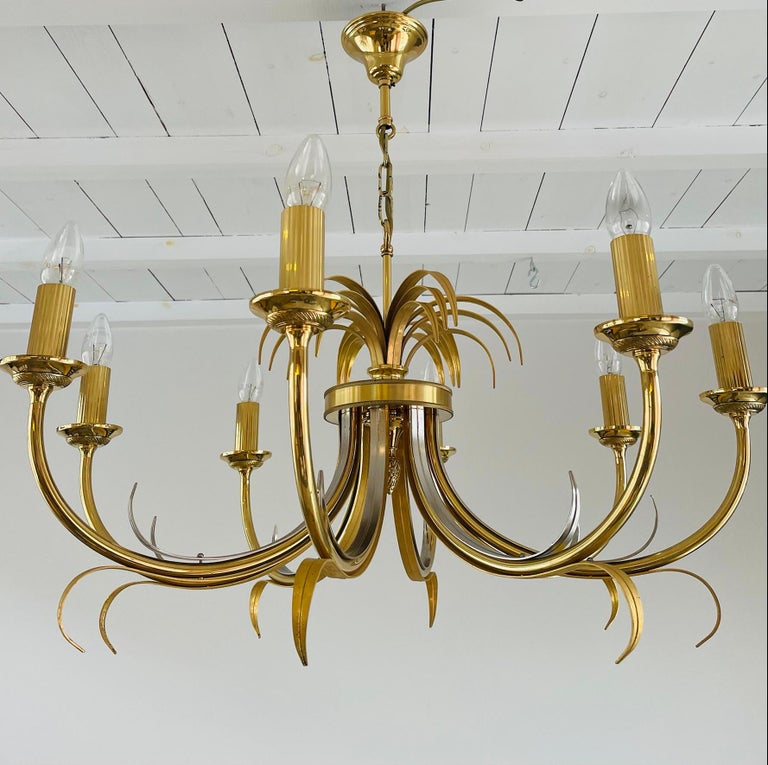 Brass and Chrome Pineapple Chandelier, 1970s For Sale at 1stDibs