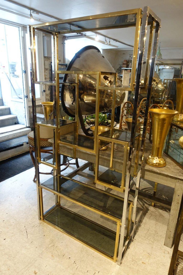 Brass and Chrome Shelving Unit / Étagère, Kim Moltzer, Late 1960s ...