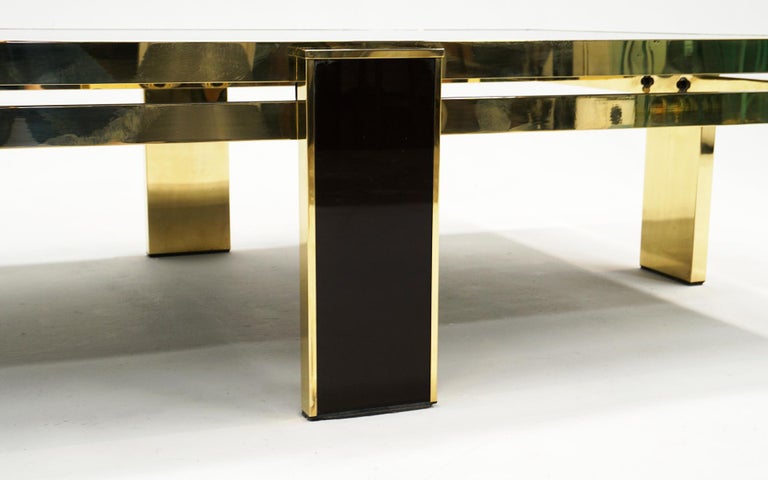 Brass and Colored Glass Coffee Table by Giacomo Sinopoli for Liwan's ...