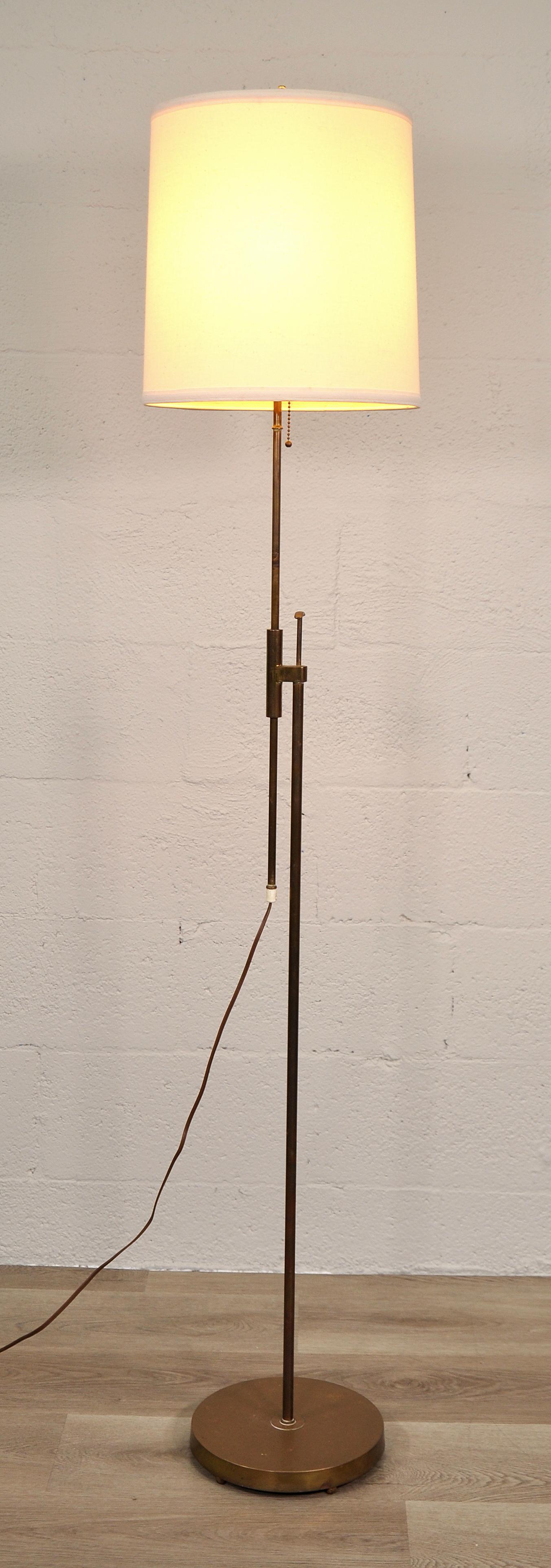 Brass and Copper Adjustable Floor Lamp by Falkenbergs Belysnings, 1960s ...