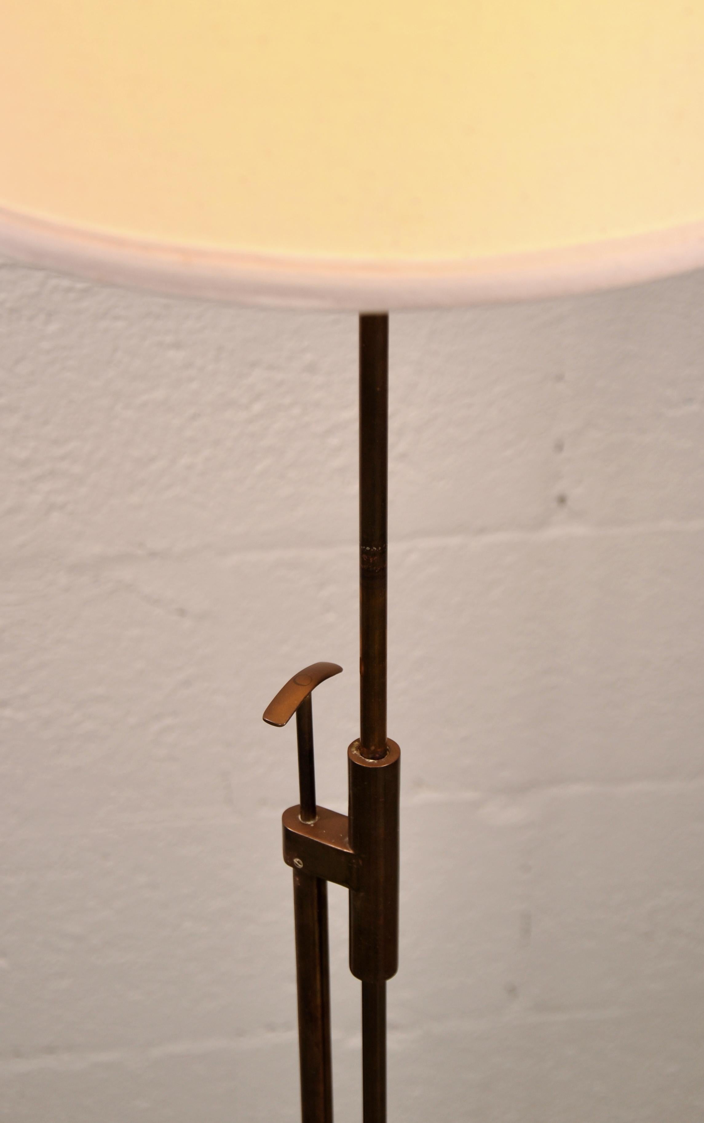 Brass and Copper Adjustable Floor Lamp by Falkenbergs Belysnings, 1960s ...
