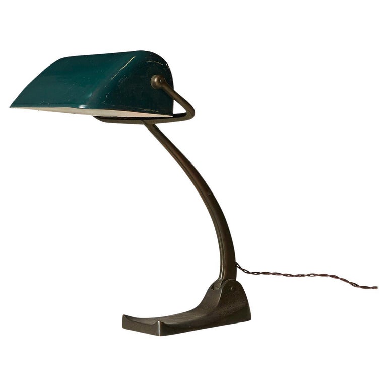 Brass and Enamel Bank Lamp For Sale at 1stDibs