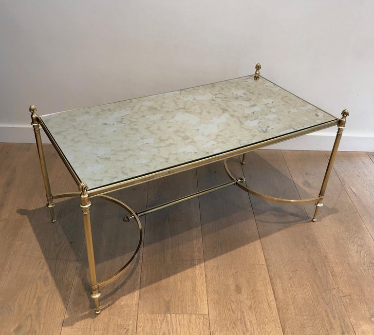 Brass and Faux-Antiques Mirror Top Coffee Table by Maison Jansen, Circa ...