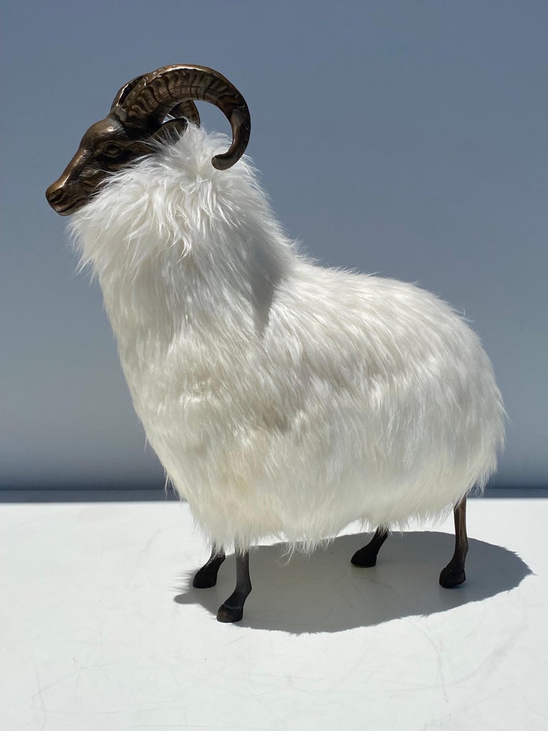 Brass and Fur Ram / Sheep Sculpture For Sale at 1stDibs | ram furry