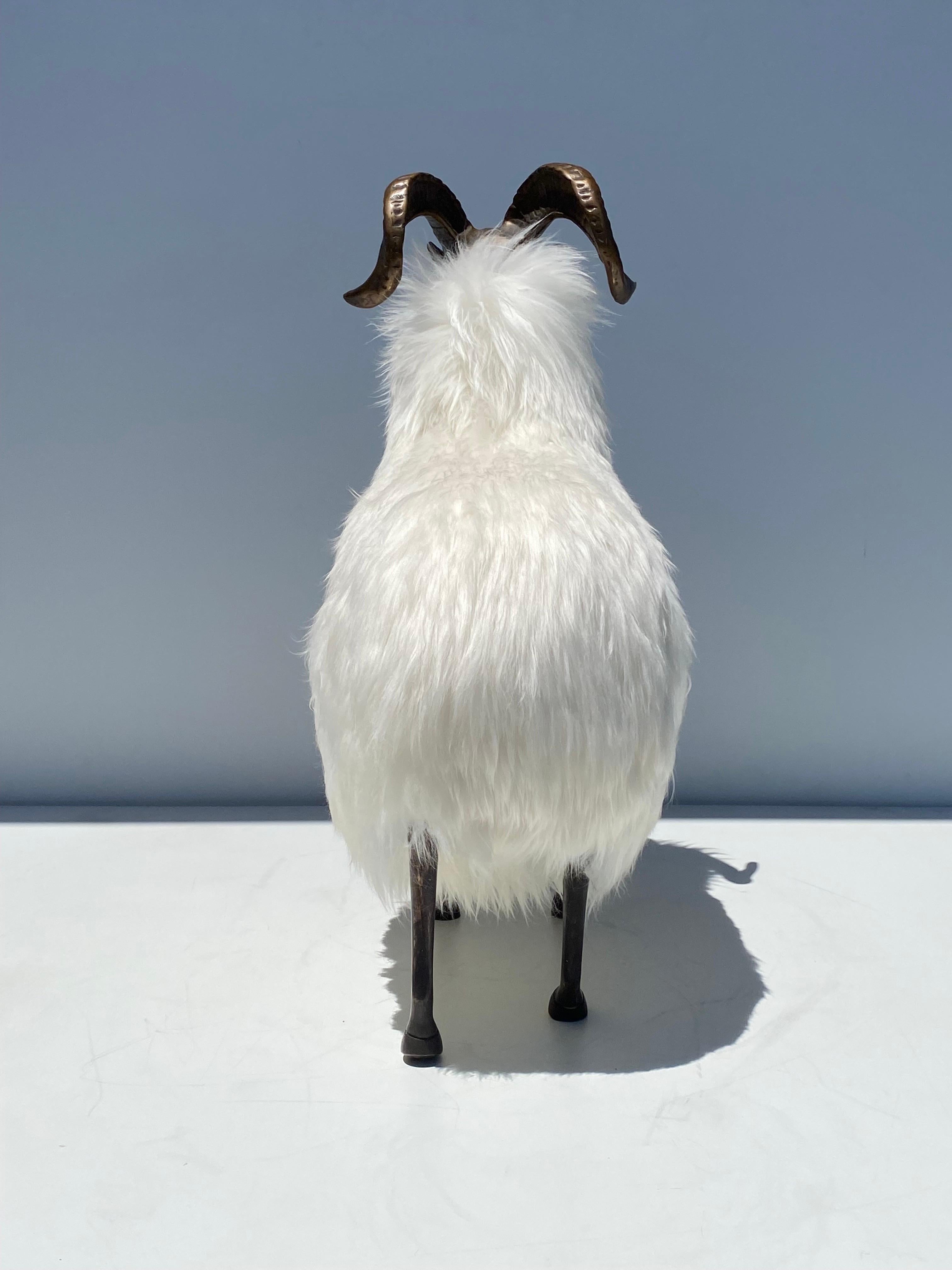 Brass and Fur Ram / Sheep Sculpture Style of Lalanne For Sale at 1stDibs