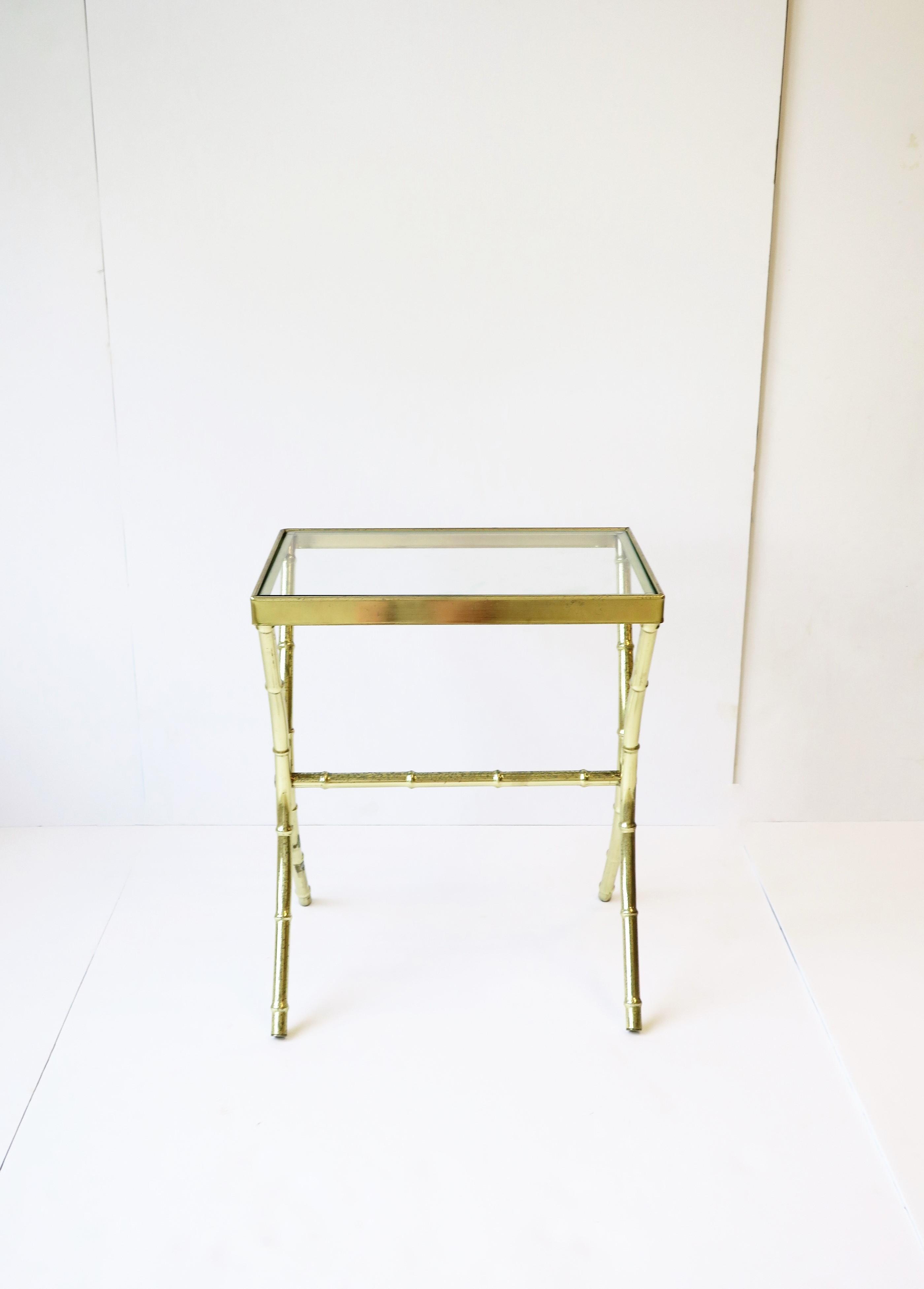 Brass and Glass Bamboo-Esque Side or End Table, Small, ca. 1960s at 1stDibs