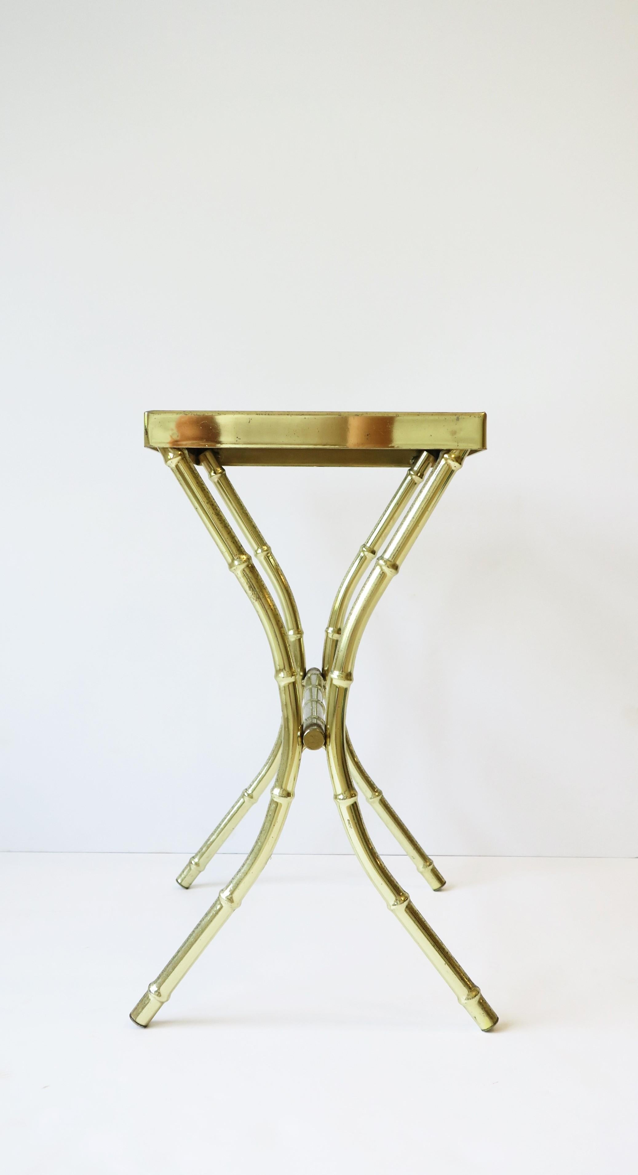 Brass and Glass Bamboo-Esque Side or End Table, Small, ca. 1960s at 1stDibs