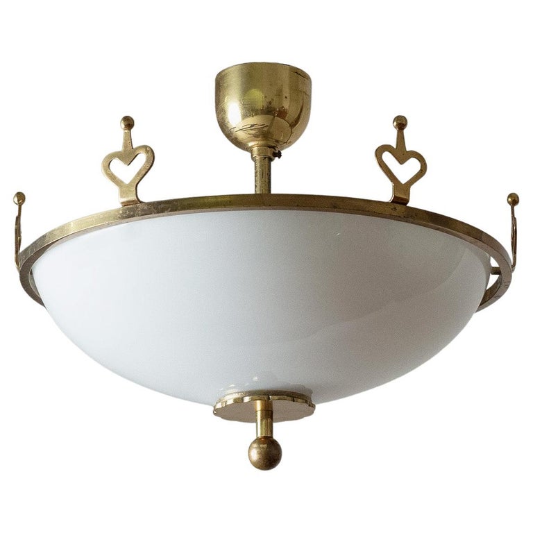 Brass and Glass Ceiling Light, circa 1940 at 1stDibs