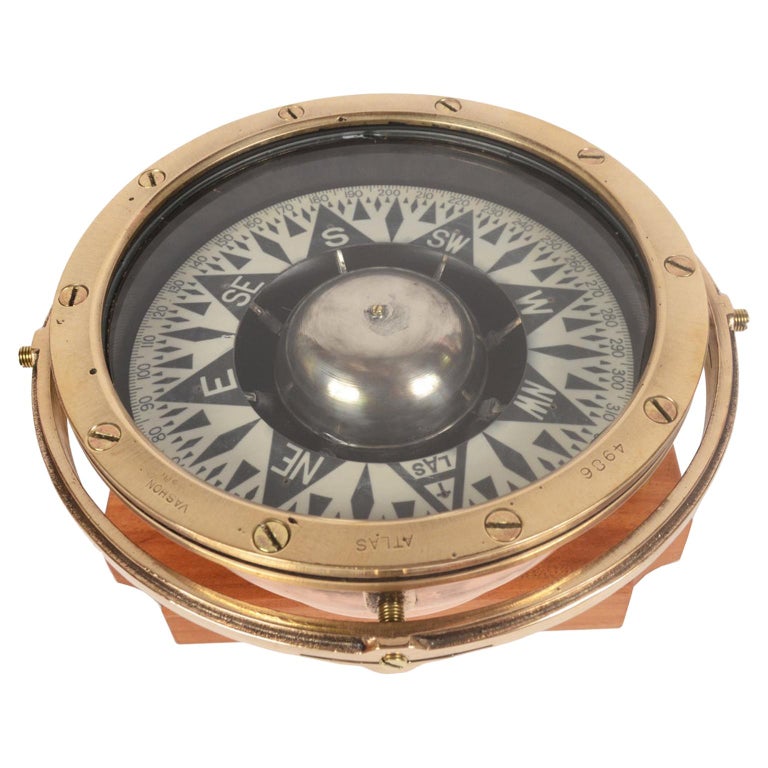 1940s Brass Antique Nautical Magnetic Compass US Made Mounted on ...